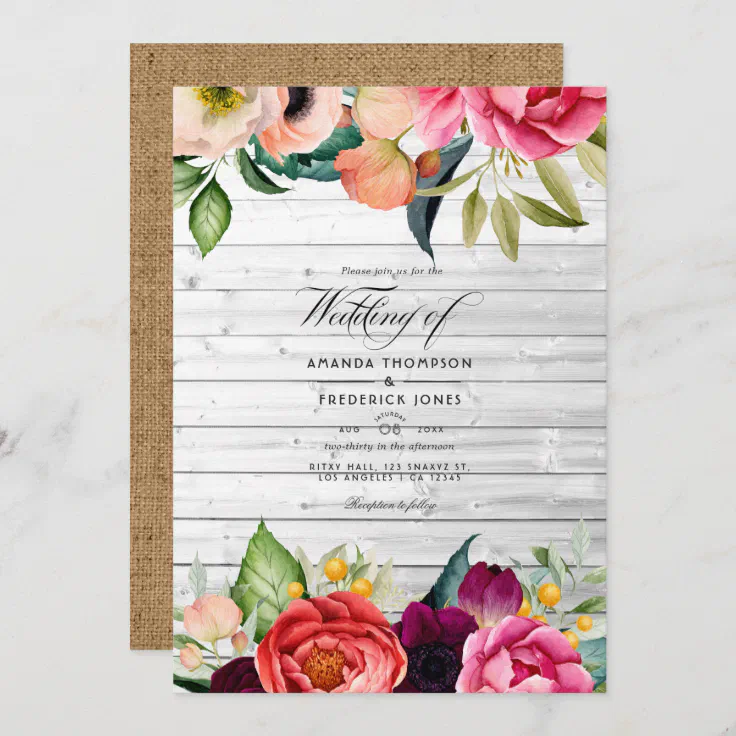 Rustic Boho Floral Bohemian Wedding Invitation | Zazzle