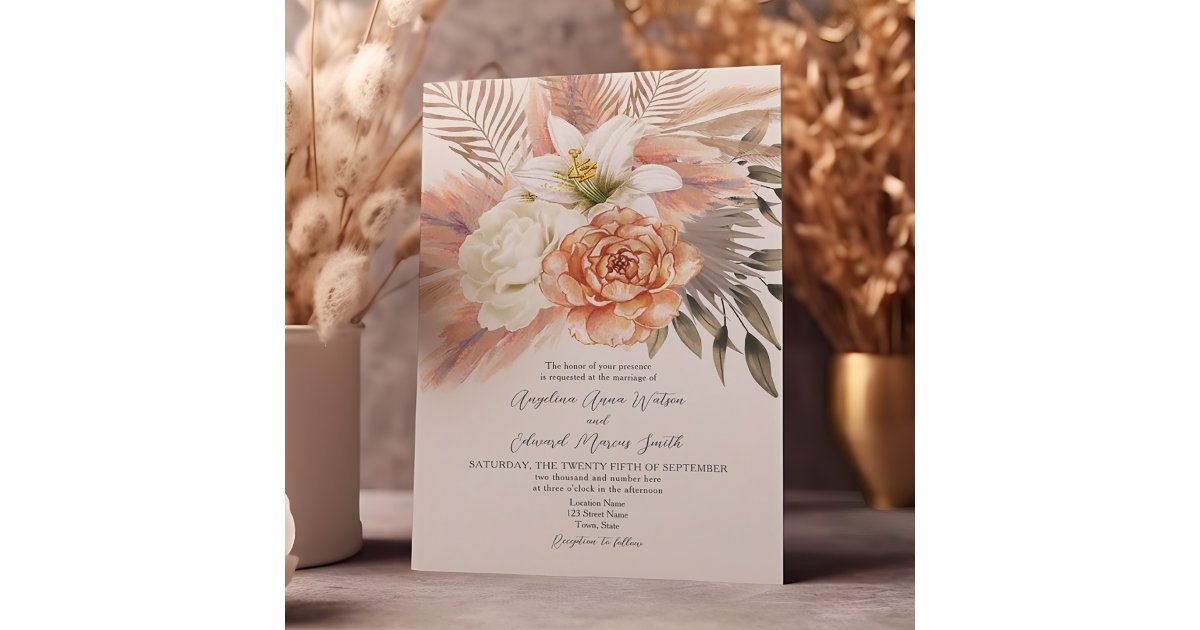 Rustic Boho Floral Fall Wedding Invitation | Zazzle