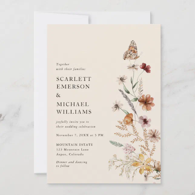 Rustic Boho Floral Wedding Invitations | Zazzle