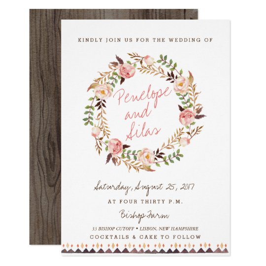 Rustic Boho Floral Wedding Invitations | Zazzle.com