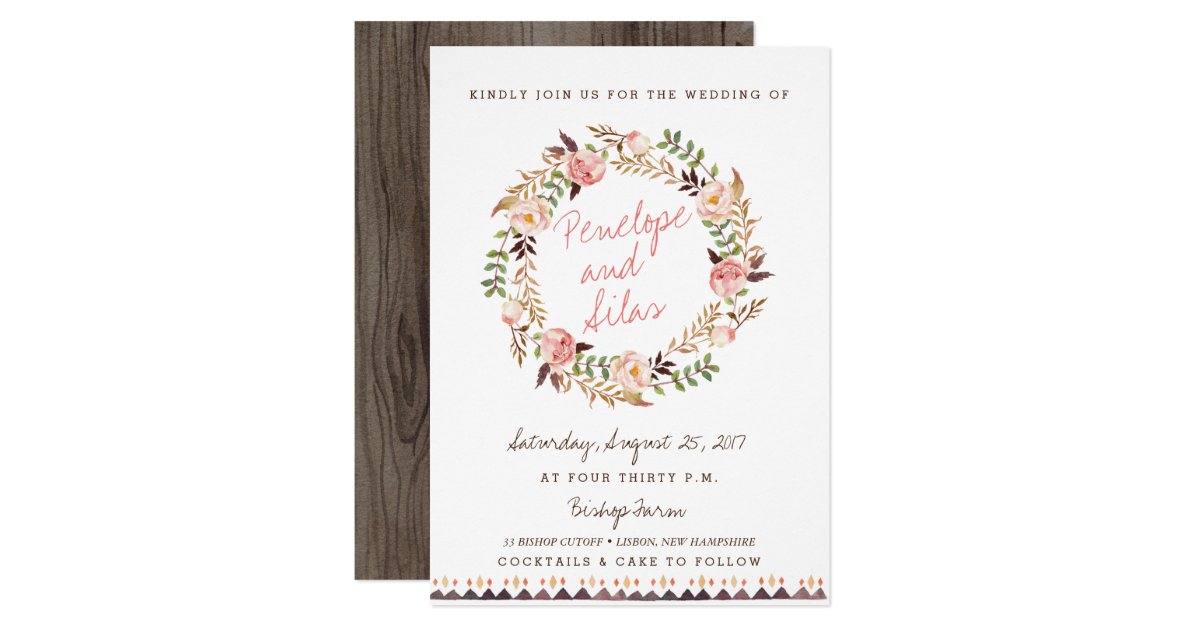 Rustic Boho Floral Wedding Invitations | Zazzle.com