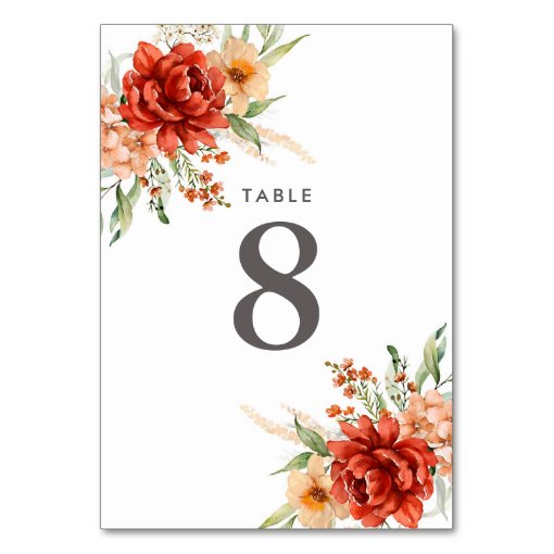 Rustic Boho Floral Wedding Table Number | Zazzle
