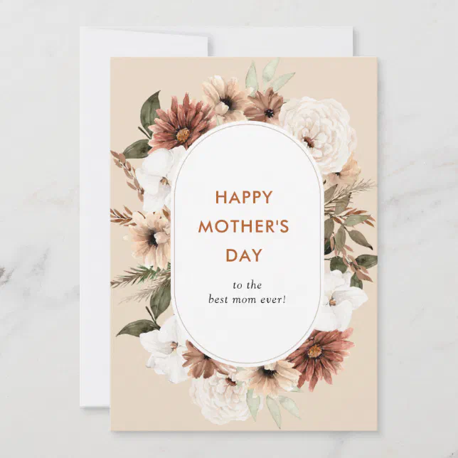 Rustic boho flowers happy mother's day photo card | Zazzle