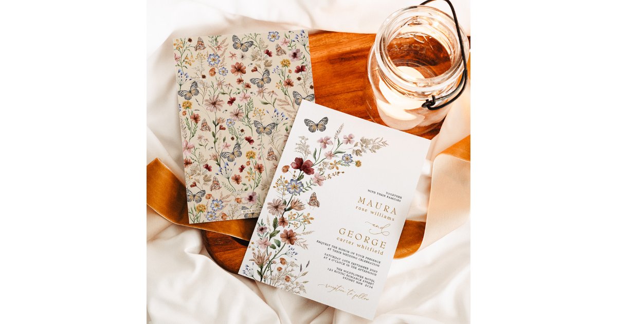 Rustic Boho Garden Flowers Wedding Invitation | Zazzle