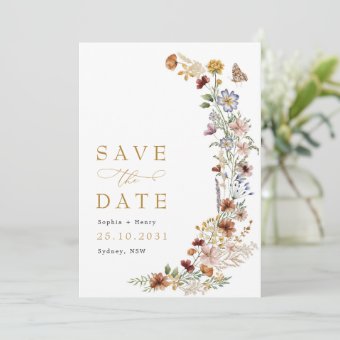 Rustic Boho Garden Flowers Wedding Save the Date Invitation | Zazzle