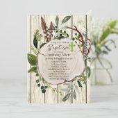 Rustic Boho Greenery Baptism Invitation | Zazzle