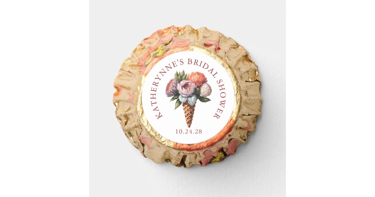 Rustic Boho Ice Cream Floral Bridal Shower Reese's Peanut Butter Cups ...