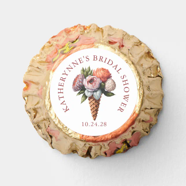 Rustic Boho Ice Cream Floral Bridal Shower Reese's Peanut Butter Cups ...