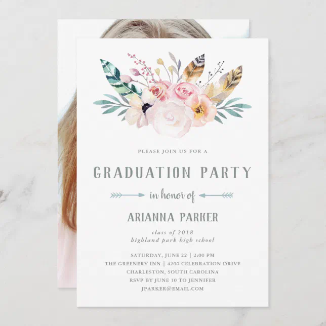 Rustic Boho | Photo Graduation Party Invitation | Zazzle