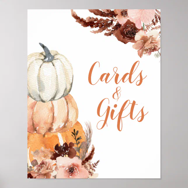 Rustic Boho Pumpkin Baby Shower Cards & Gifts Poster | Zazzle