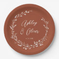 Rustic Boho Terracotta Wildflower Floral Wedding Paper Plates | Zazzle