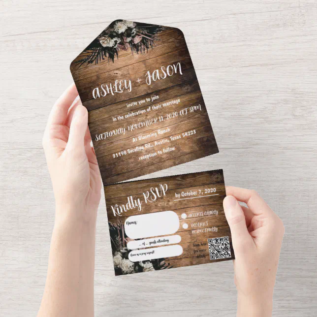 Rustic boho wedding invitation | Zazzle