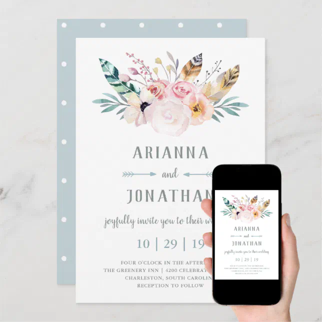 Rustic Boho Wedding Invitation | Zazzle