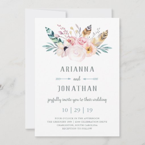 Rustic Boho Wedding Invitation | Zazzle
