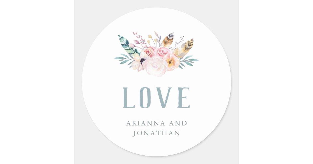 Rustic Boho Wedding | Love Classic Round Sticker | Zazzle