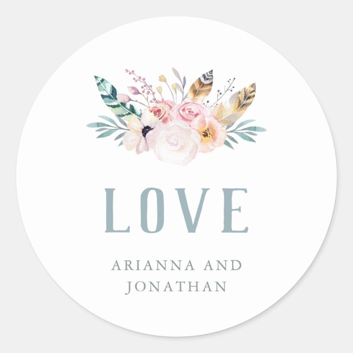 Rustic Boho Wedding | Love Classic Round Sticker | Zazzle.com