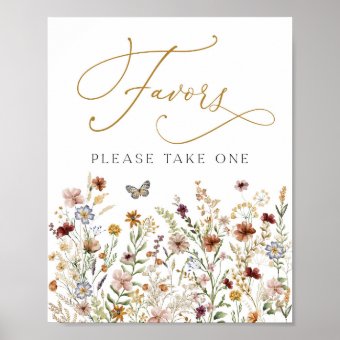 Rustic Boho Wildflower Garden Favors Treat Sign | Zazzle