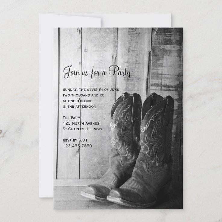 Rustic Boots Country and Western General Party Invitation | Zazzle