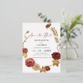 Rustic Botanical Autumn Fall Save The Date Foil Invitation Postcard ...