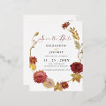Rustic Botanical Autumn Fall Save The Date Foil Invitation Postcard ...