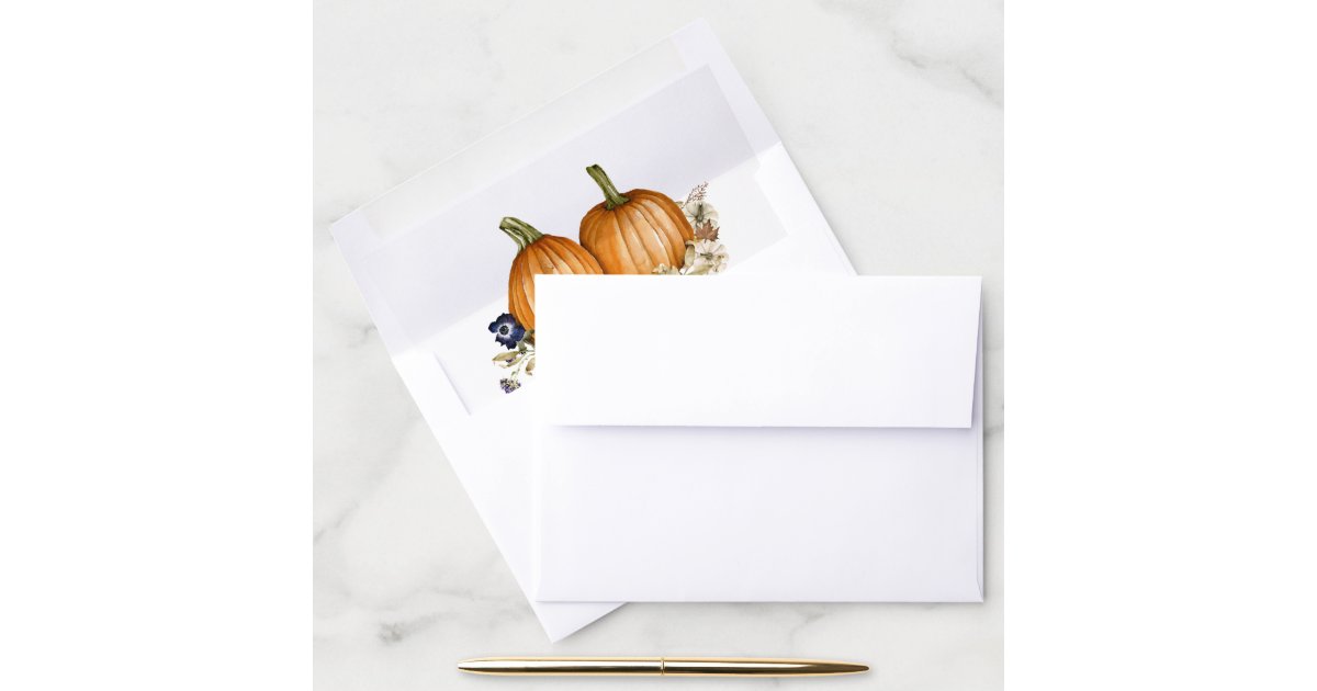 Rustic Botanical Autumn Pumpkin Fall Wedding Envelope Liner | Zazzle
