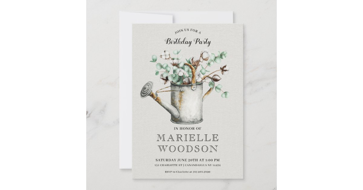 Rustic Botanical Greenery Birthday Party Invitation | Zazzle