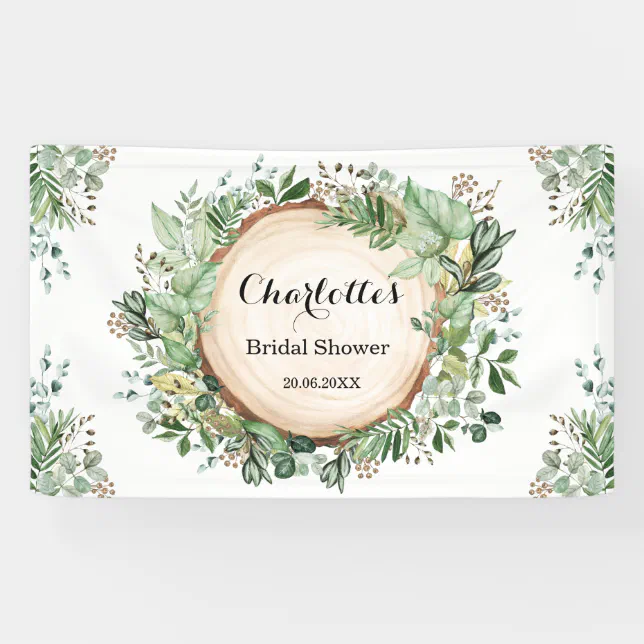 Rustic Botanical Greenery Bridal Shower Welcome Banner | Zazzle