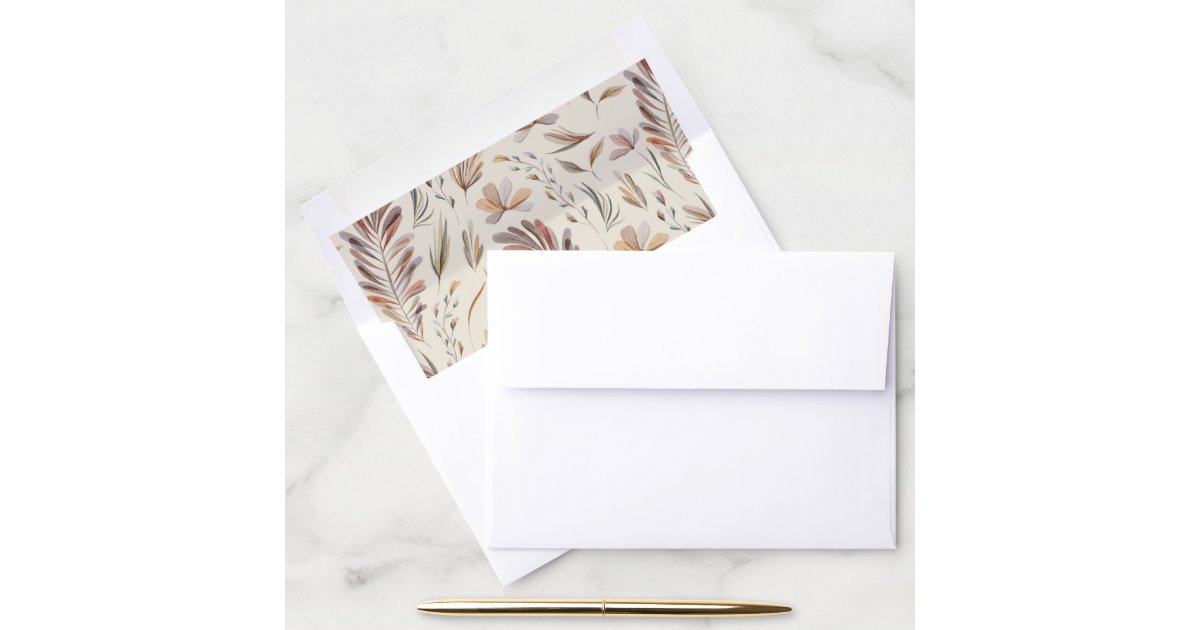 Rustic Botanical Greenery Earth Tones Wedding Envelope Liner | Zazzle