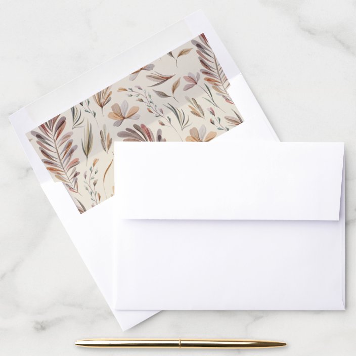 Rustic Botanical Greenery Earth Tones Wedding Envelope Liner | Zazzle.com