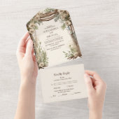 Rustic Botanical Greenery Wedding All In One Invitation | Zazzle