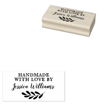 Rustic Botanical Personalized Handmade With Love Rubber Stamp | Zazzle