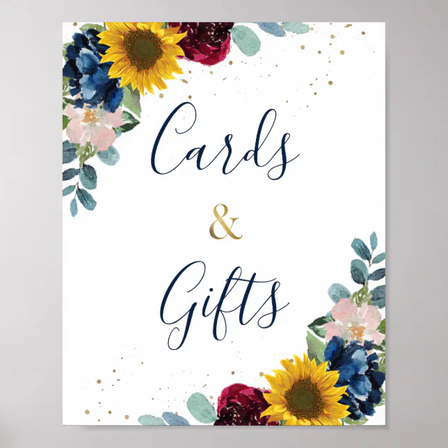 Rustic Botanical Sunflower Floral Cards and Gifts Poster | Zazzle