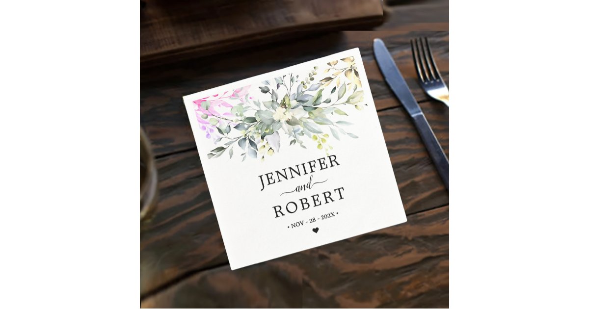 Rustic Botanical Theme | Eucalyptus Wedding Napkins | Zazzle