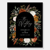 Rustic botanical wedding welcome black moody chic foam board | Zazzle