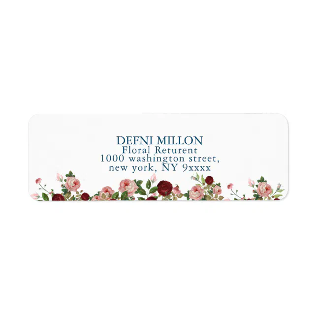 Rustic botanical wreath floral address label | Zazzle