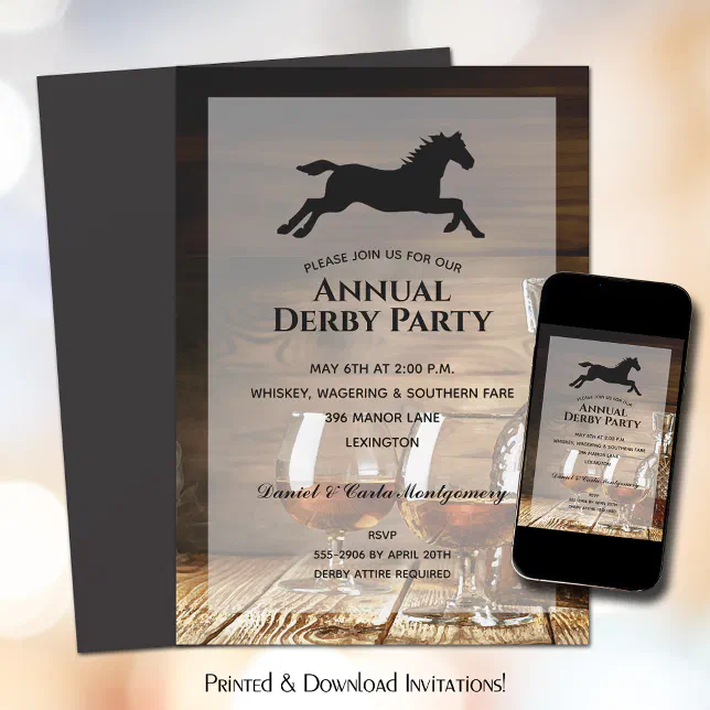 Rustic Bourbon Derby Party Invitation | Zazzle