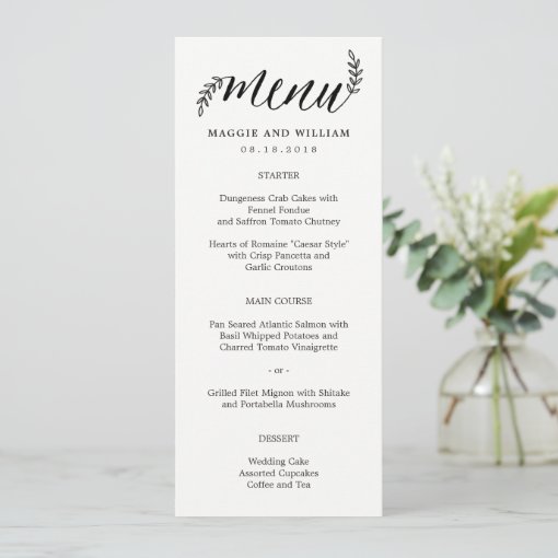 Rustic Branches Menu Card | Zazzle