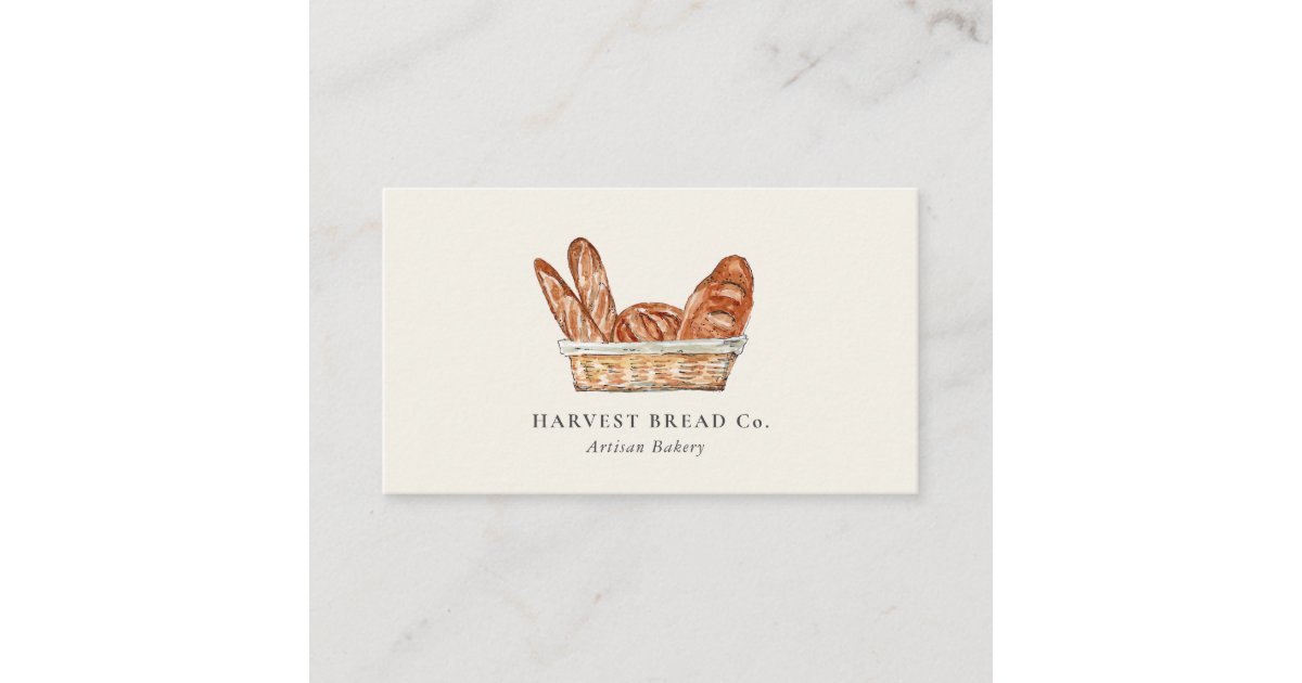 Rustic Breads in Basket Bakery Business Card | Zazzle