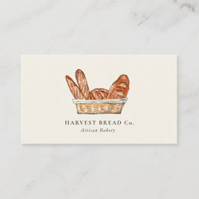 Rustic Breads in Basket Bakery Business Card | Zazzle