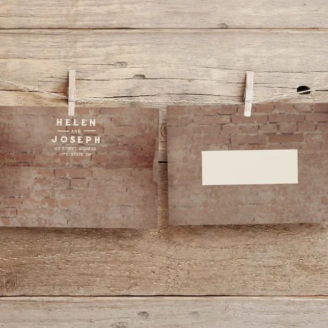 Rustic Bricks Wedding Envelope | Zazzle
