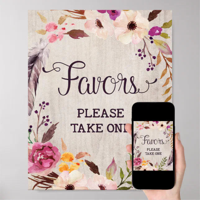 Rustic Bridal Shower Favors Sign Wedding Decor | Zazzle