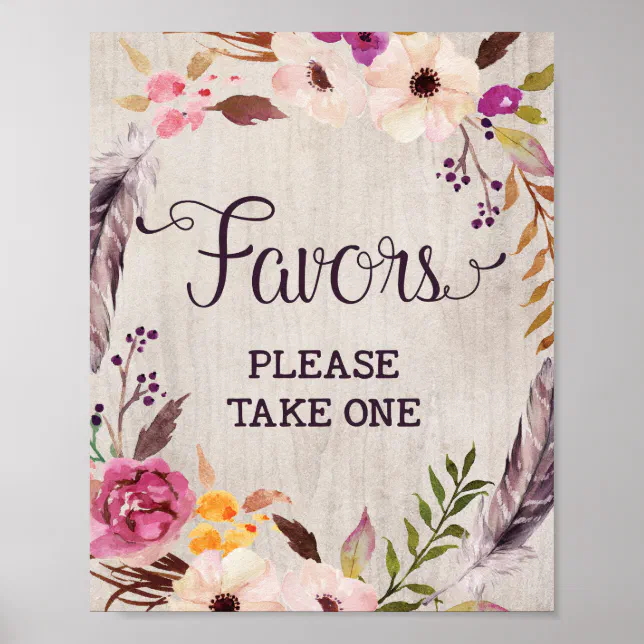 Rustic Bridal Shower Favors Sign Wedding Decor | Zazzle