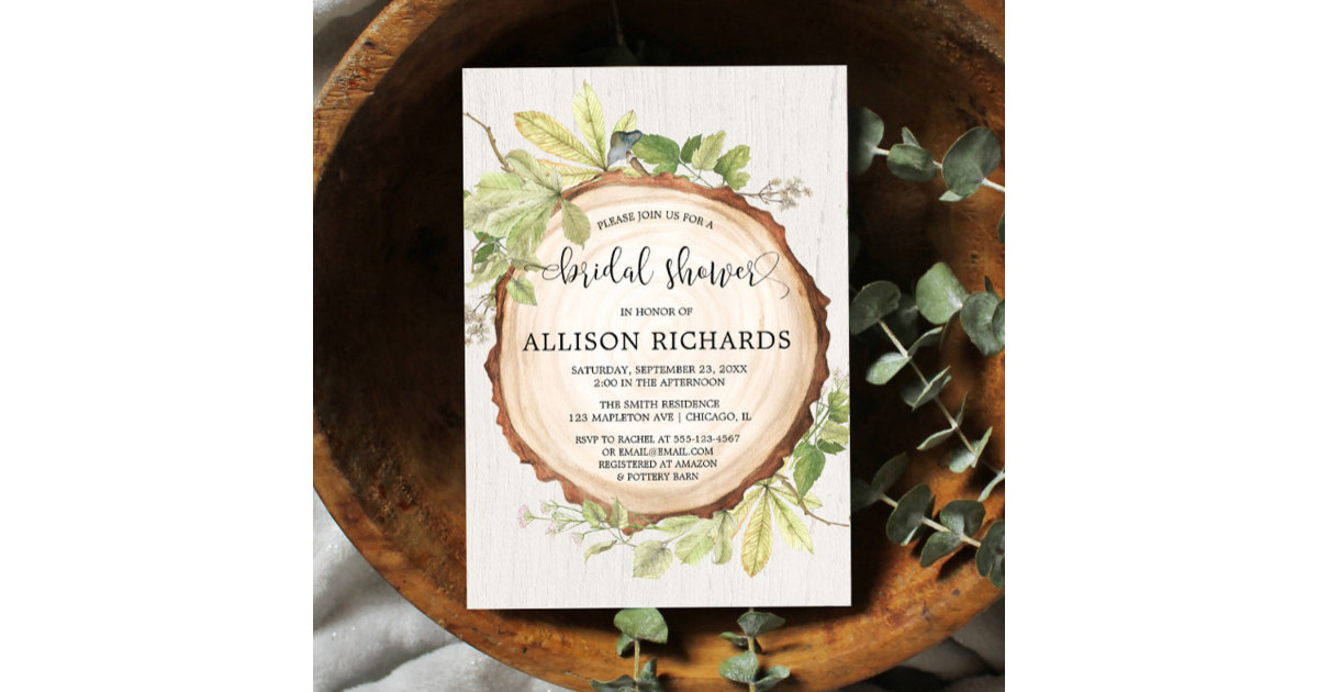 Rustic bridal shower forest woods theme invitation | Zazzle