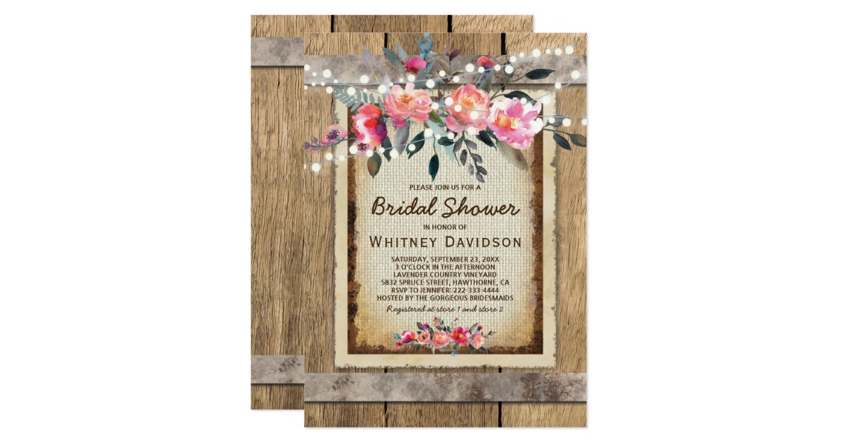 Rustic Bridal Shower Invite | Floral Chic Vineyard | Zazzle.com