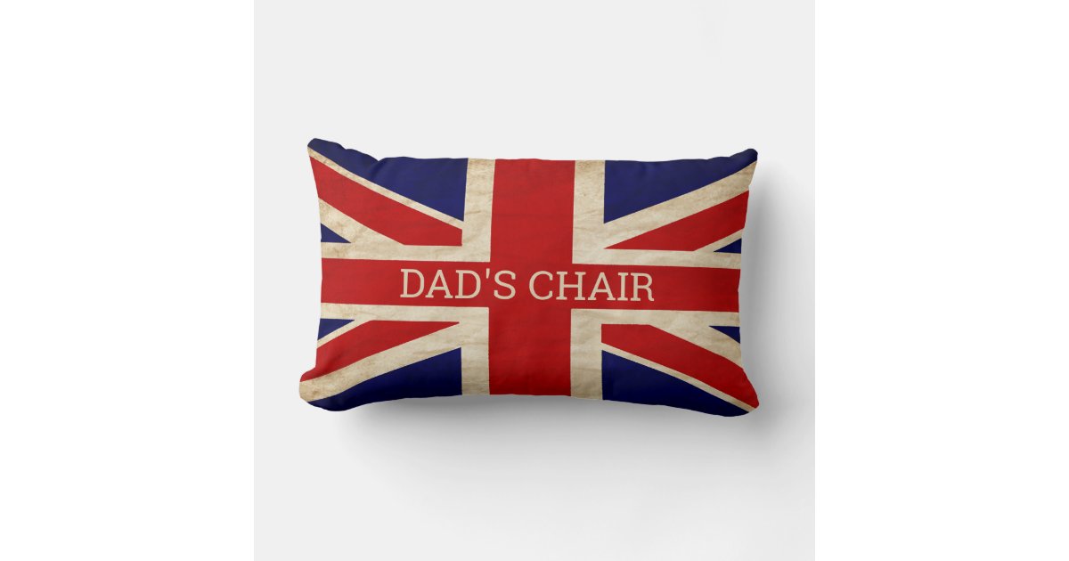 RUSTIC BRITISH Flag DAD'S CHAIR Lumbar Pillow | Zazzle