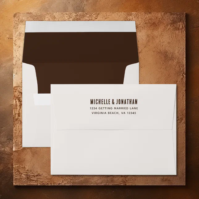 Rustic Brown and Cream Boho Western Wedding Envelope | Zazzle