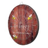 Rustic brown barn wood bee happy bumble bees dart board | Zazzle