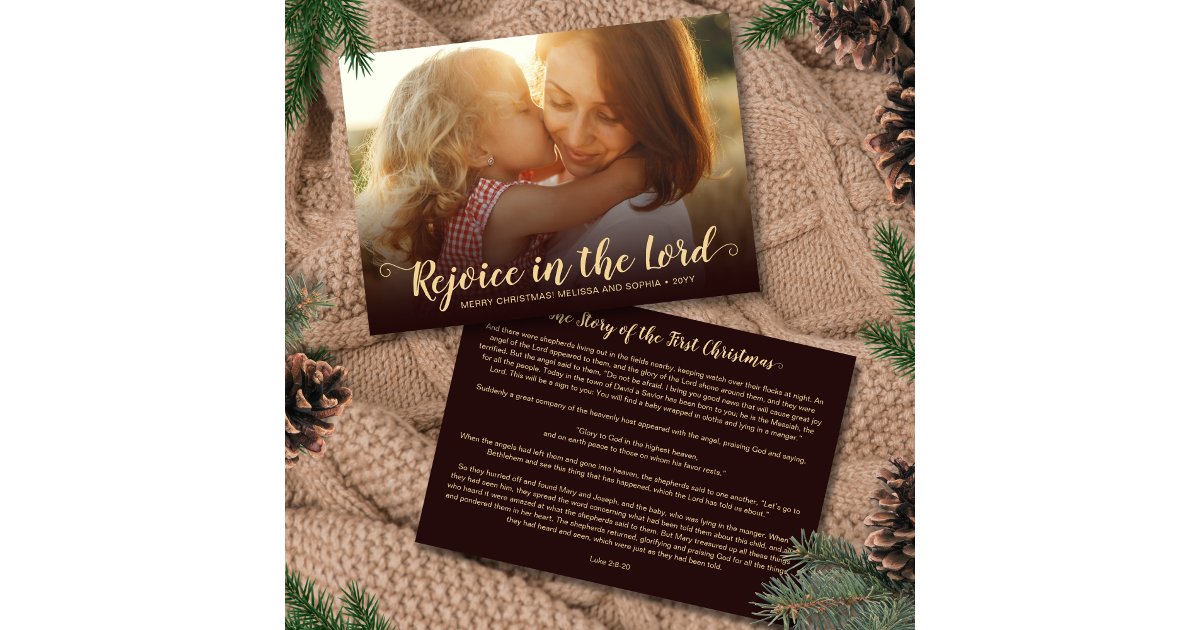 Rustic Brown Bible Verse Religious Christmas Card | Zazzle