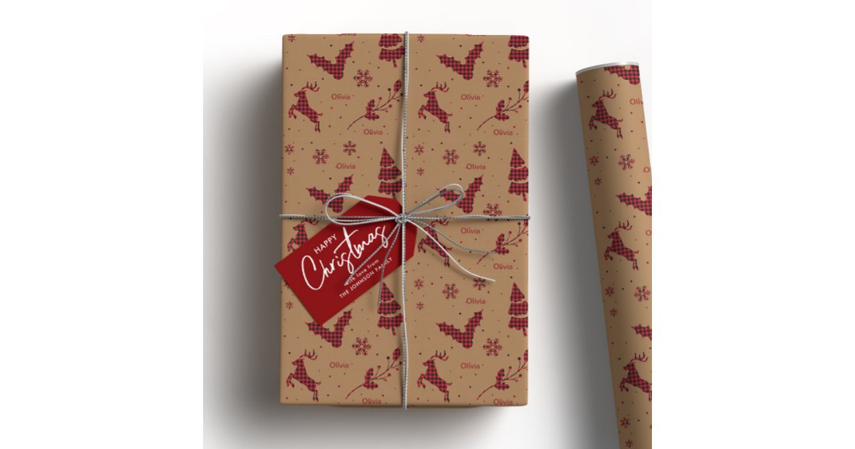 Rustic Brown Christmas Plaid Wrapping Paper | Zazzle