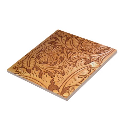 Rustic brown cowboy fashion western leather ceramic tile | Zazzle